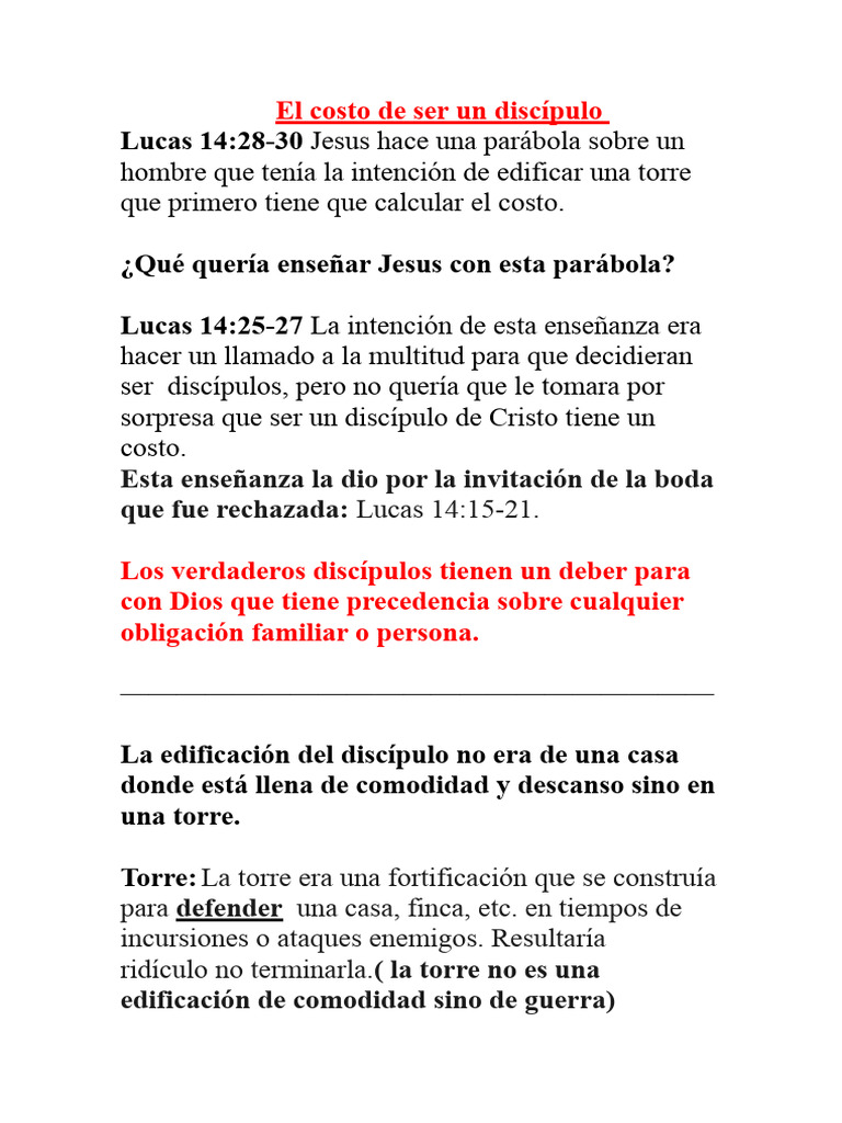 El Costo de Ser Discipulo | PDF