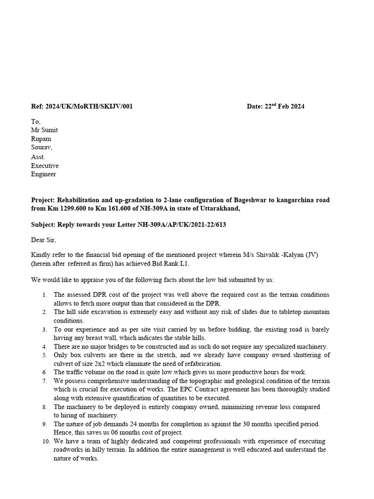 Reply To Letter 01 - EPC | PDF | Loader (Equipment) | Concrete