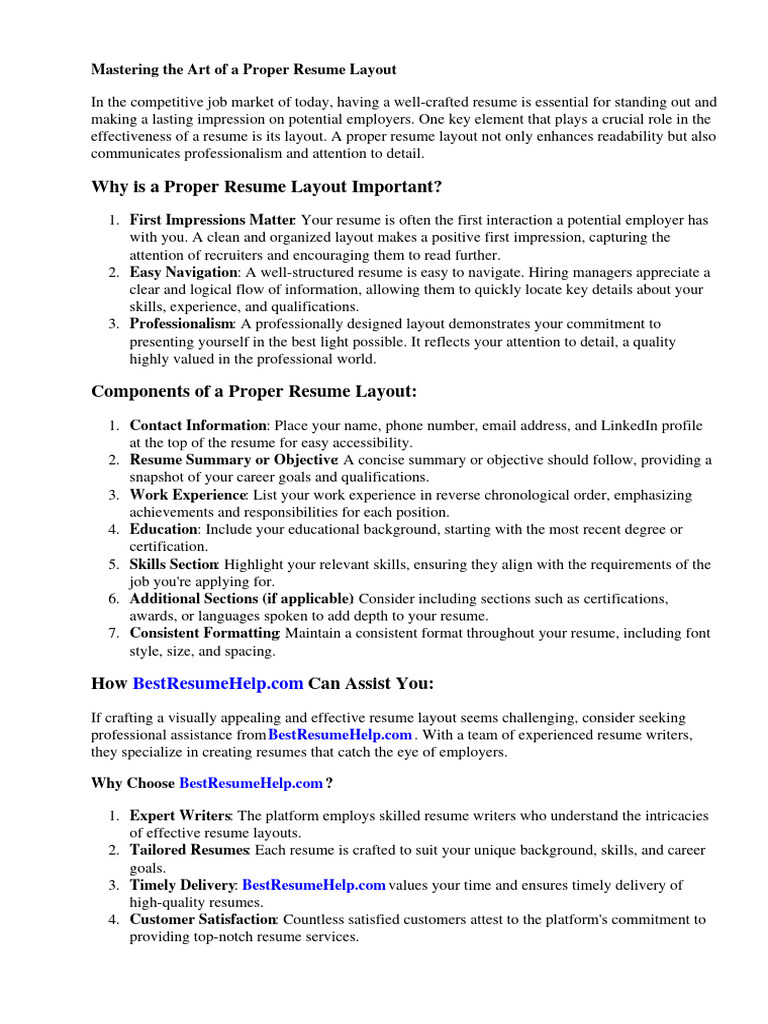 Proper Resume Layout | PDF | Résumé | Recruitment
