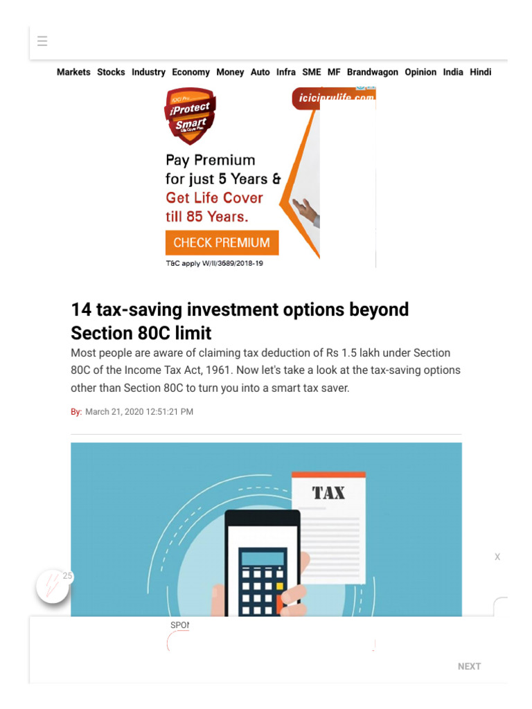 14 Tax-Saving Investment Options Beyond Section 80C Limit | PDF | Mortgages | Tax Deduction