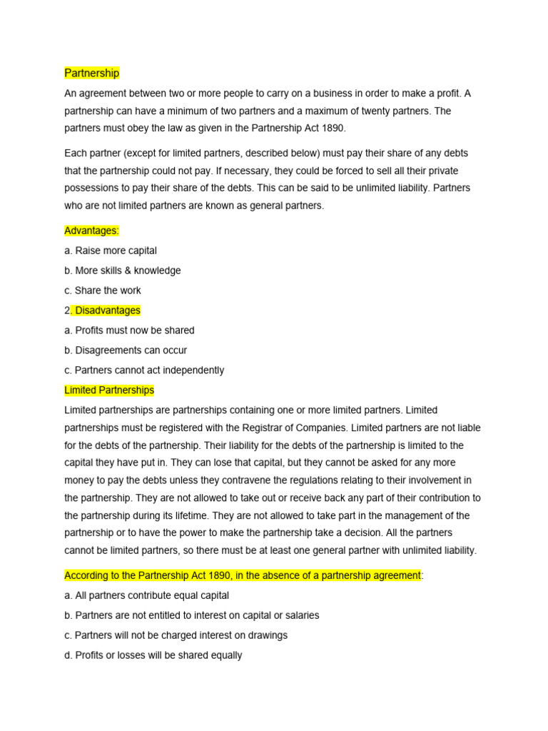 Partnership | PDF | Partnership | Limited Partnership