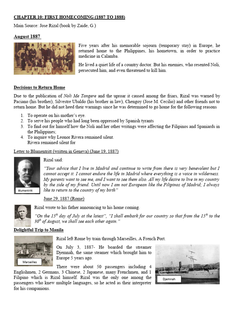 CHAPTER 10 Rizal_ First Homecomming | PDF | Leasehold Estate