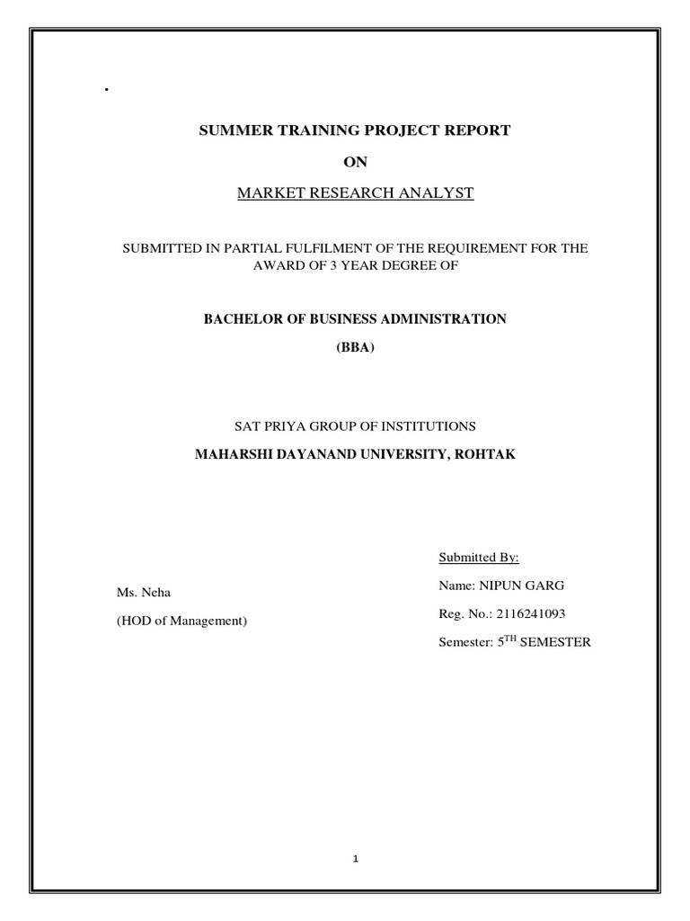 Bba Intership Project | PDF | Qualitative Research | Data Analysis