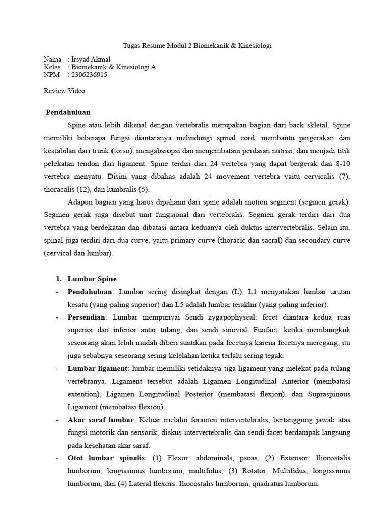 Tugas Resume Modul 2 Kinesiologi - Aji Susilo Prasetio | PDF | Ilmu Sosial | Sains & Matematika