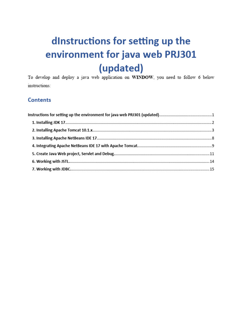 Instructions For Setting Up The Environment For Java Web PRJ301 ... Instructions For Setting Up The Environment For Java Web PRJ301 ...
