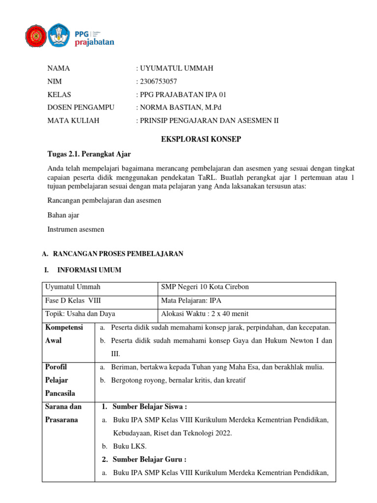 T2 - Ppa Ii - Uyumatul Ummah - Eksplorasi Konsep | PDF