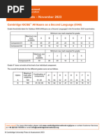 English As A Second Language Speaking Endorsement 0510 March 2025 Grade Threshold Table | PDF