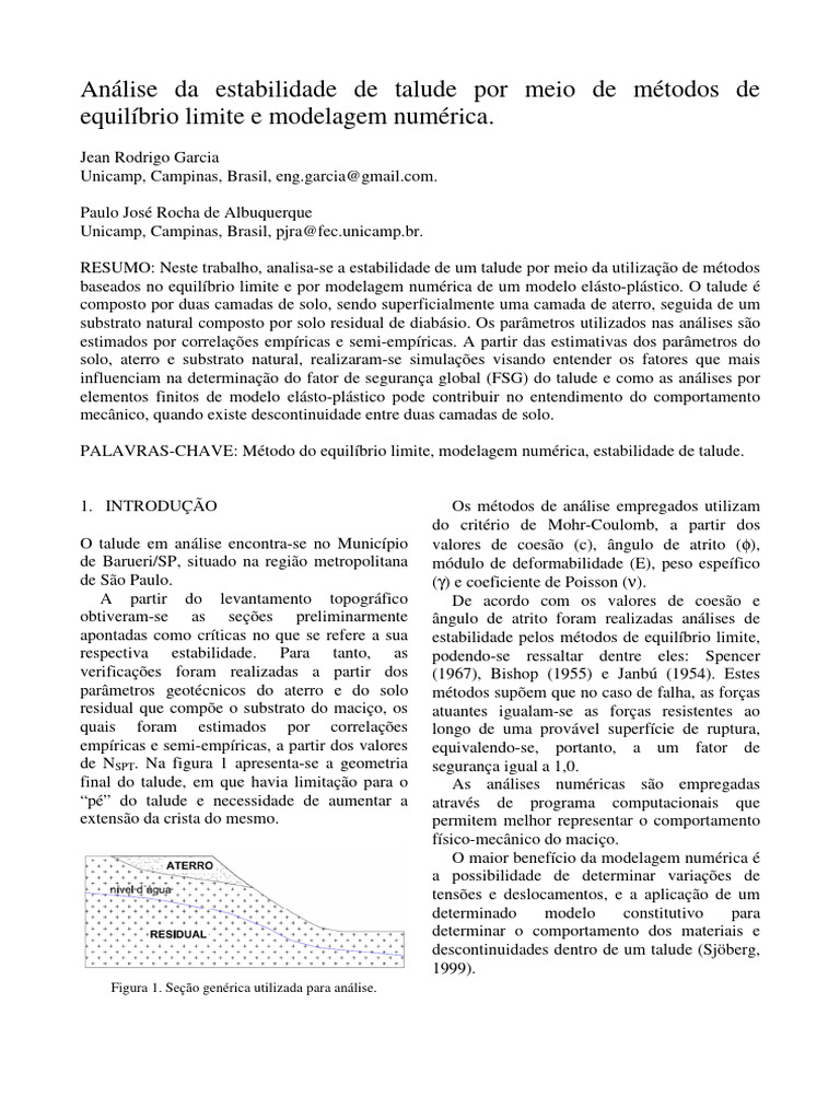 Estabilidade de Talude: Métodos e Análise | PDF | Resistência dos ...