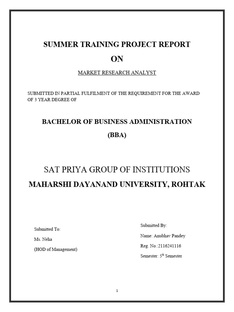 BBA Project Report: Research Analyst Role | PDF | Data Analysis ...