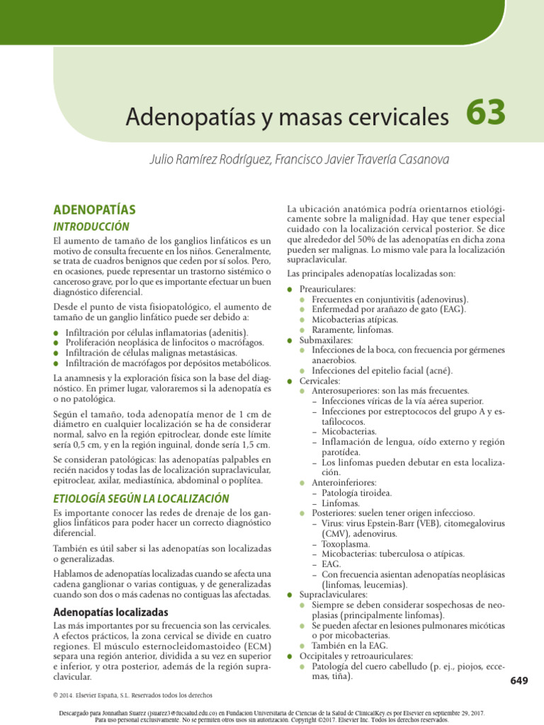 Adenopatías y masas cervicales | PDF | Causas de la muerte | Epidemiología