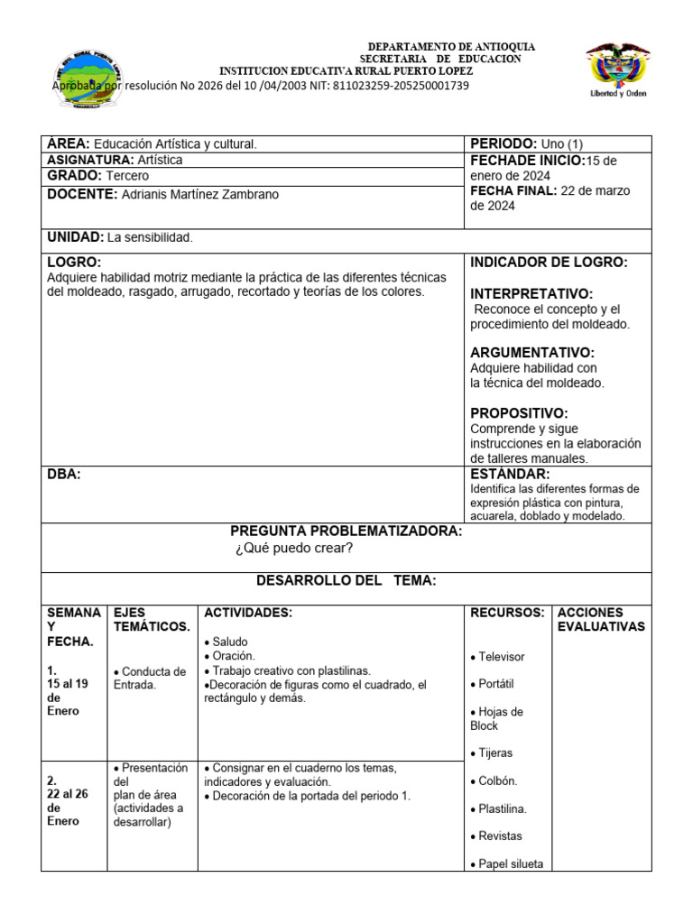 Formato de Planeación de Clases | PDF