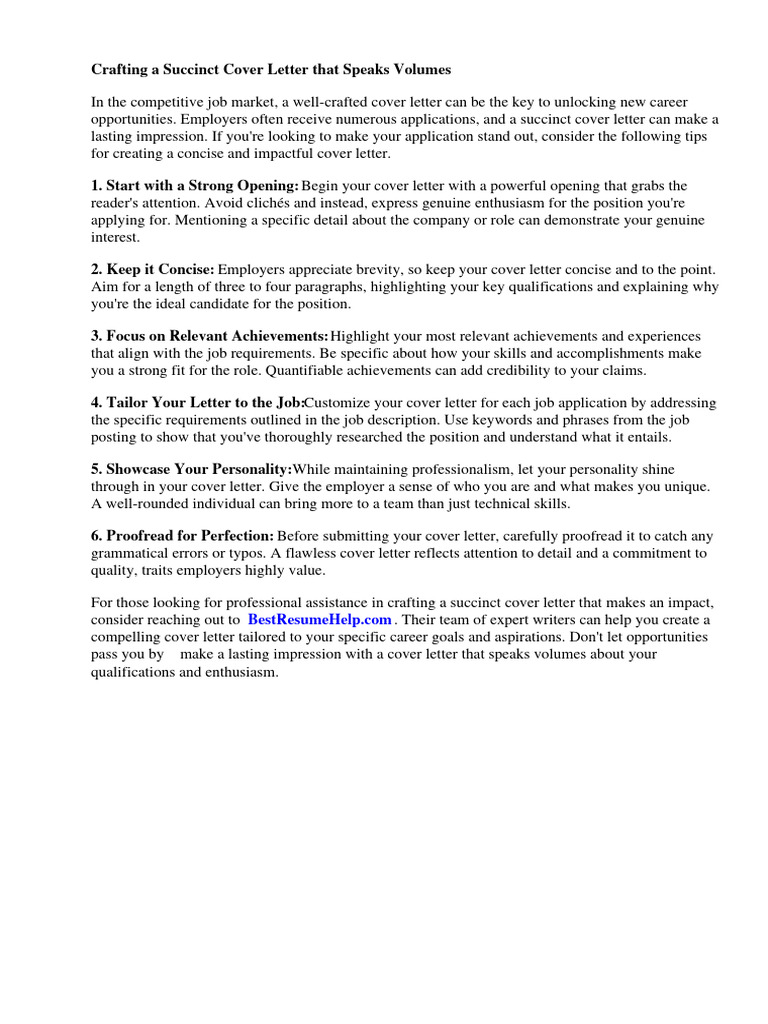 Succinct Cover Letter | PDF | Résumé | Experience