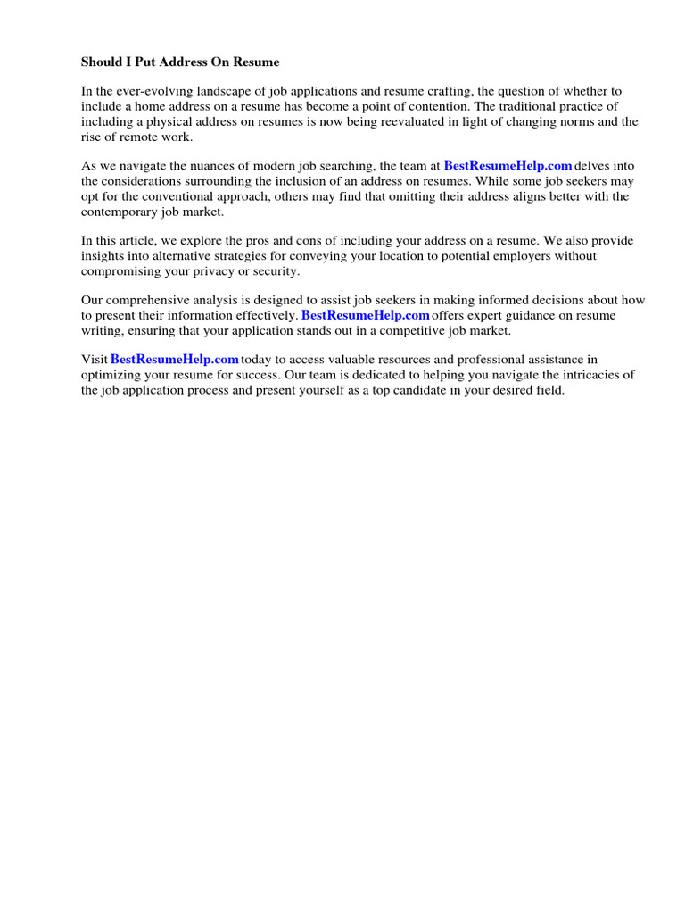 How To Enter Address On Resume