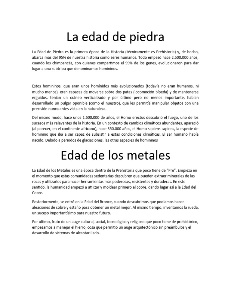 La Edad de Piedra | PDF | Humano | Historia antigua