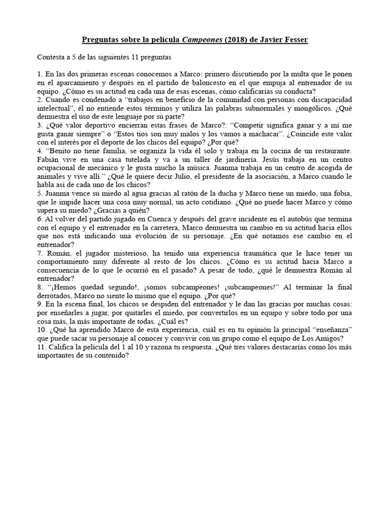 Ficha Campeones | PDF