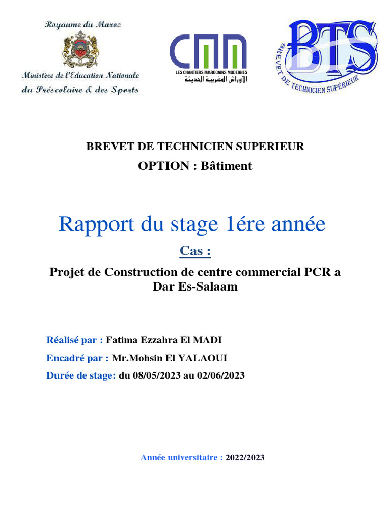 Rapport de Stage CMM1 | PDF | Business | Stockage de l'énergie