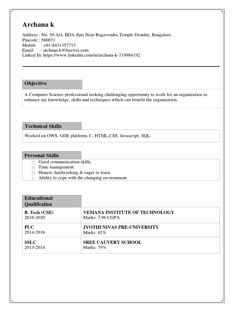 Archana Resume | PDF | World Wide Web | Internet & Web