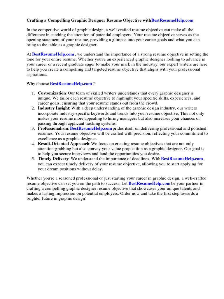 Graphic Designer Resume Objective | PDF | Résumé | Graphic Design