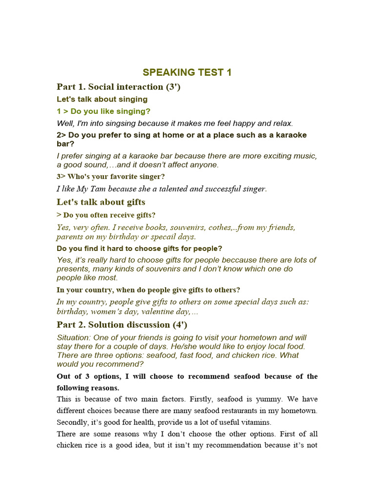 Speaking Test b1 2 | PDF | Tobacco Smoking | Addiction