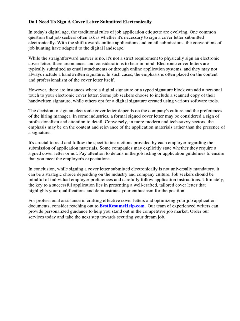 Do I Need To Sign A Cover Letter Submitted Electronically | PDF | Résumé