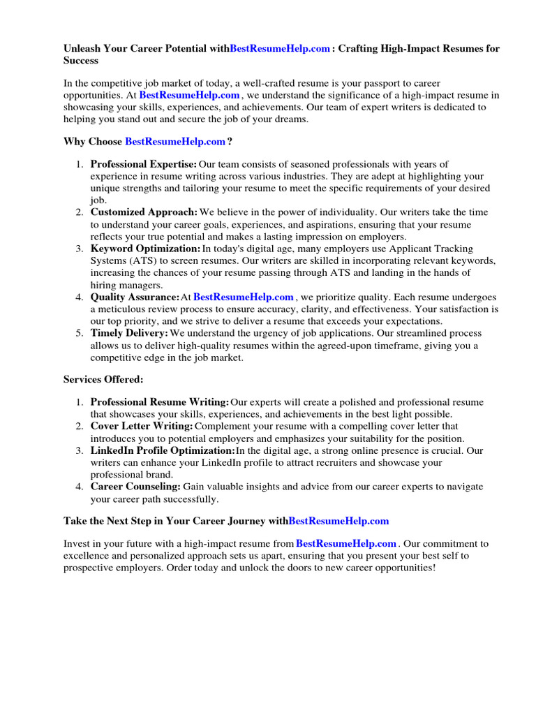 High-Impact Resume Writing Services | PDF | Résumé | Internship