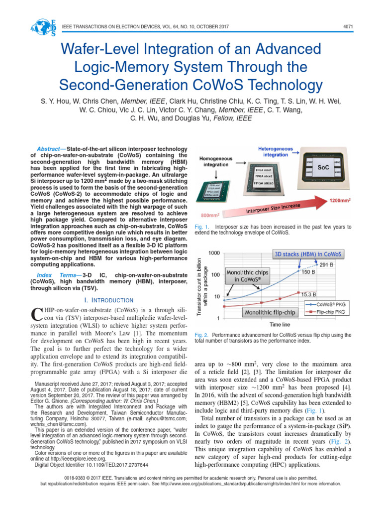 Wafer-Level Integration of An Advanced Logic-Memory System Through The Second-Generation CoWoS ...