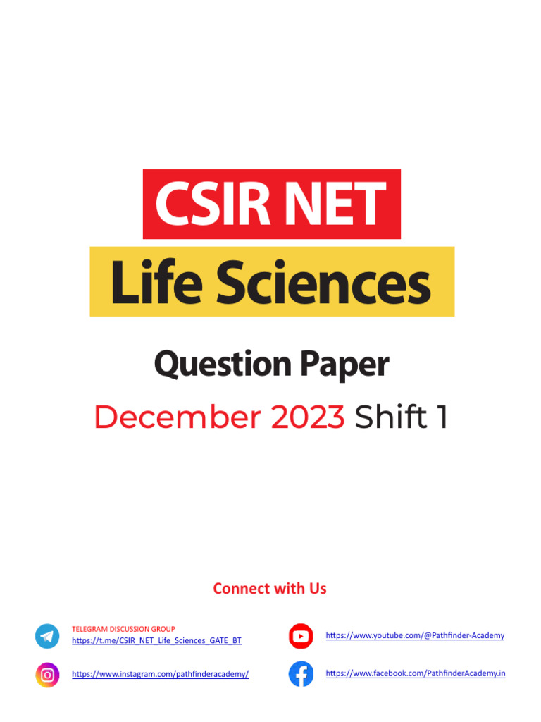 CSIR NET Life Sciences December 2023 Exam | PDF