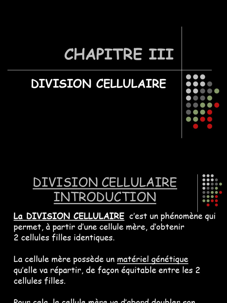Division Cellulaire et Réplication ADN | PDF | Chromosome | Mitose