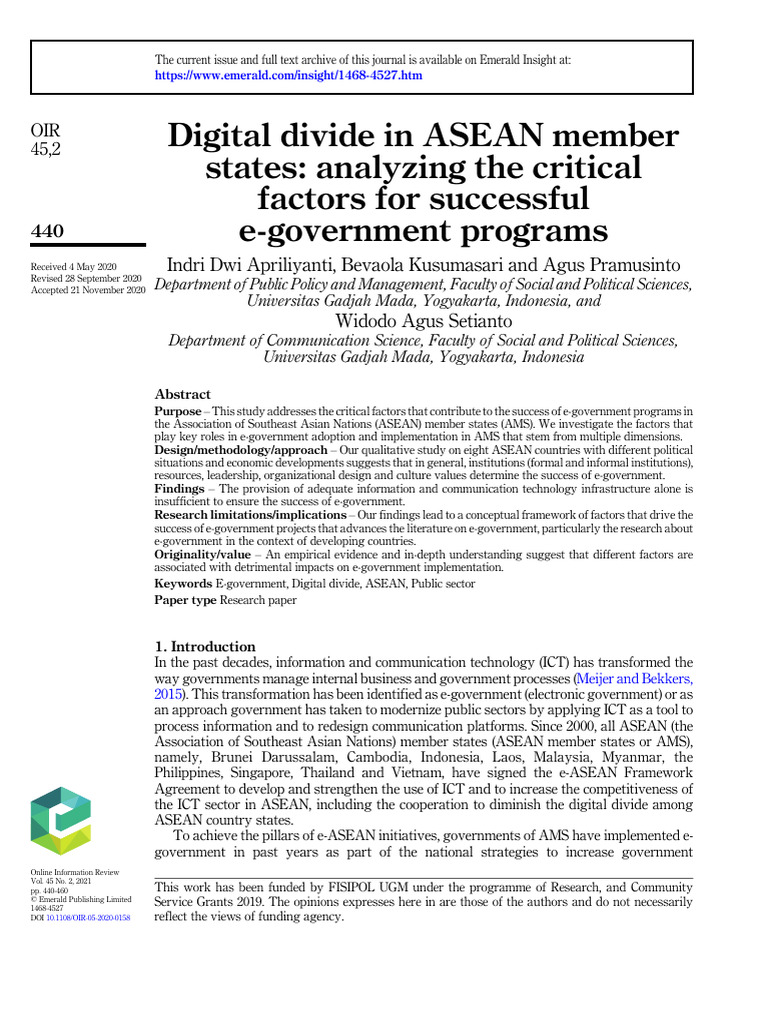 Digital Divide In Asean Download Free Pdf E Government Leadership
