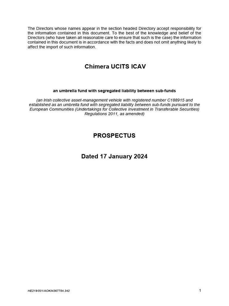 Prospectus - Chimera UCITS ICAV | PDF | Investment Fund | Stock Market ...