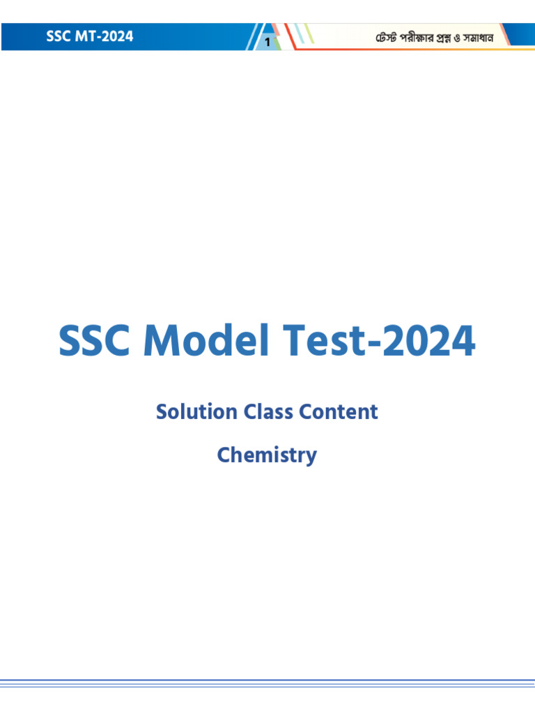 Chemistry SSC MT-24 Solve Class Content | PDF