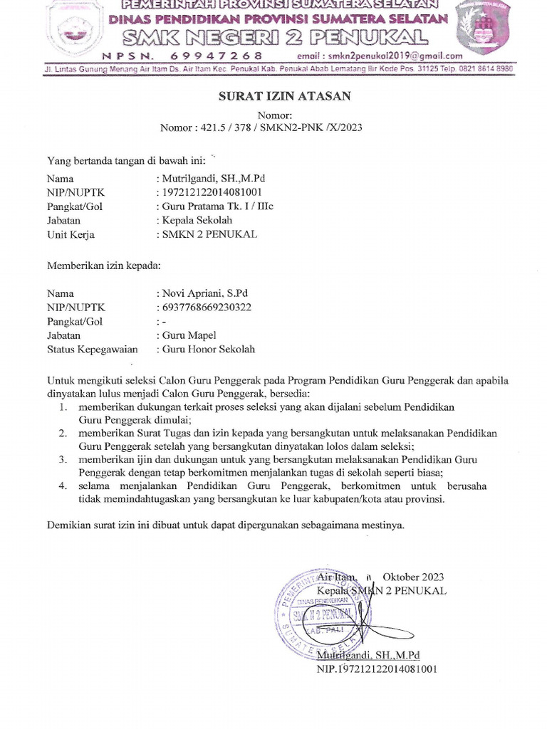 Surat Izin Atasan | PDF