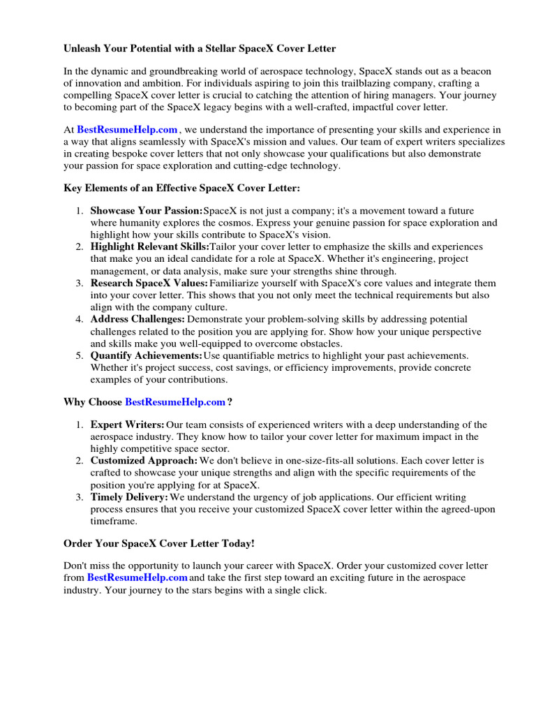 Spacex Cover Letter | PDF | Space X | Résumé