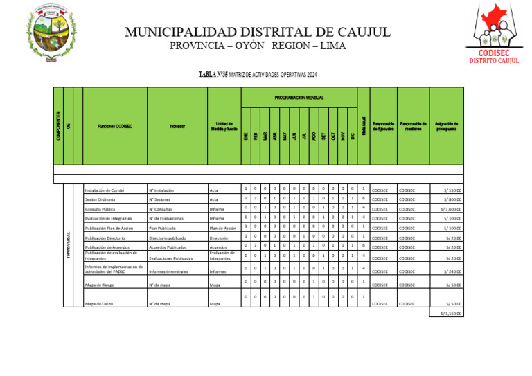 3.0 Matriz de Actividades Codisec | PDF