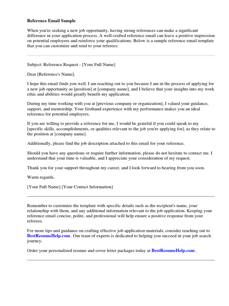 Reference Email Sample | PDF | Résumé