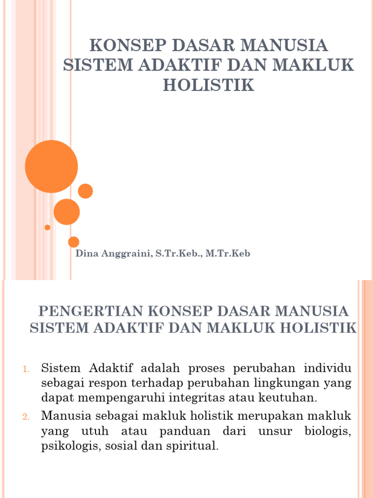 Konsep Dasar Manusia Sistem Adaktif Dan Makluk Holistik. | PDF ...