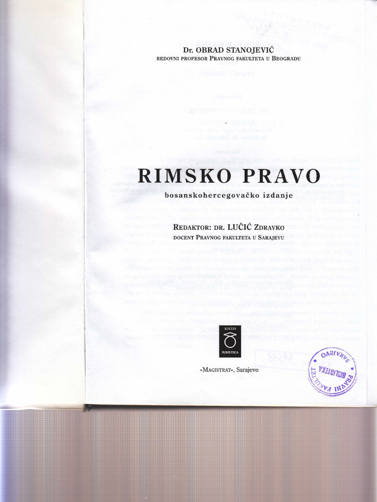 Obrad Stanojevic Rimsko Pravo | PDF