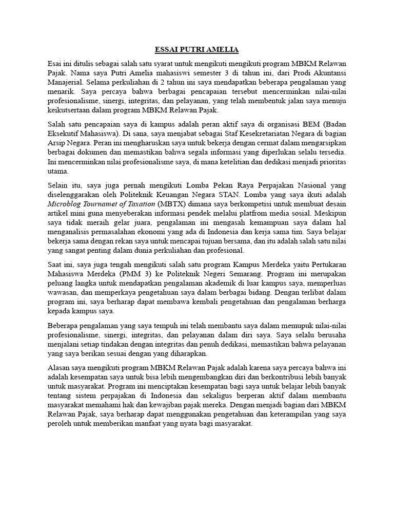 Essai Relawan Pajak | PDF