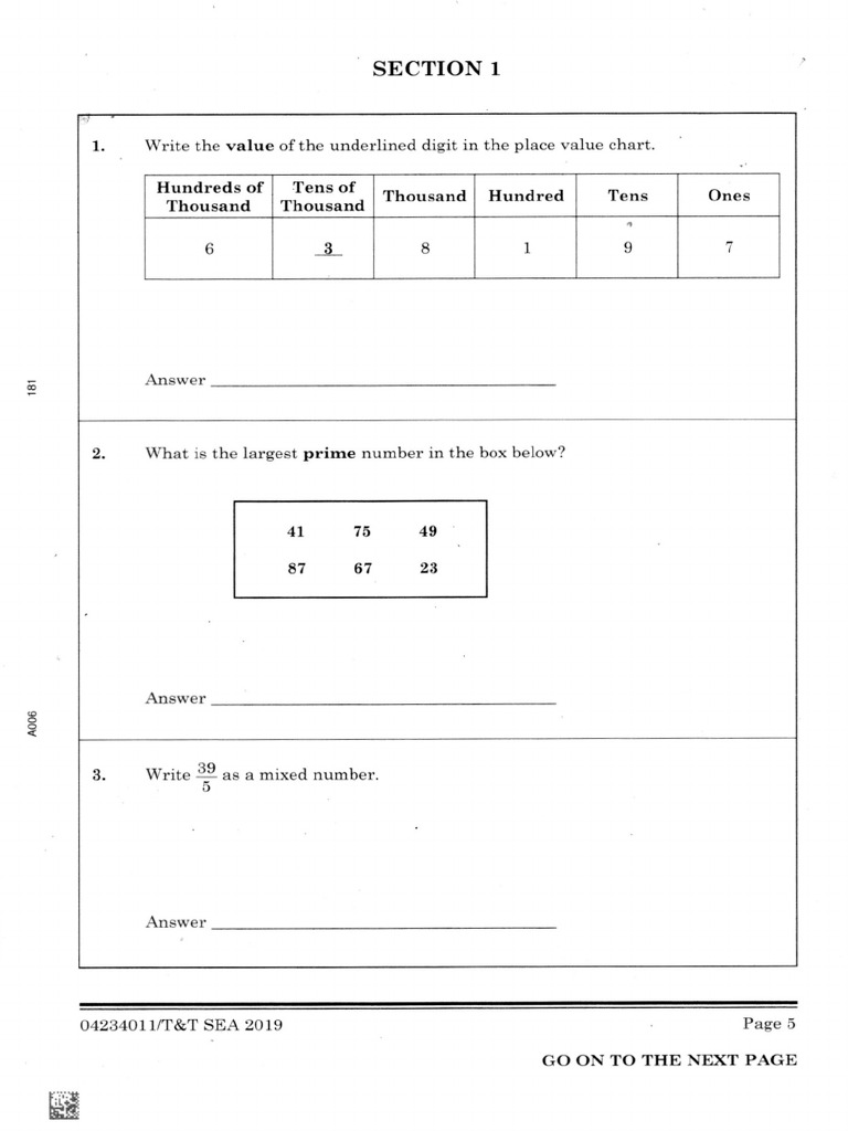 Sea 2019 Math | PDF