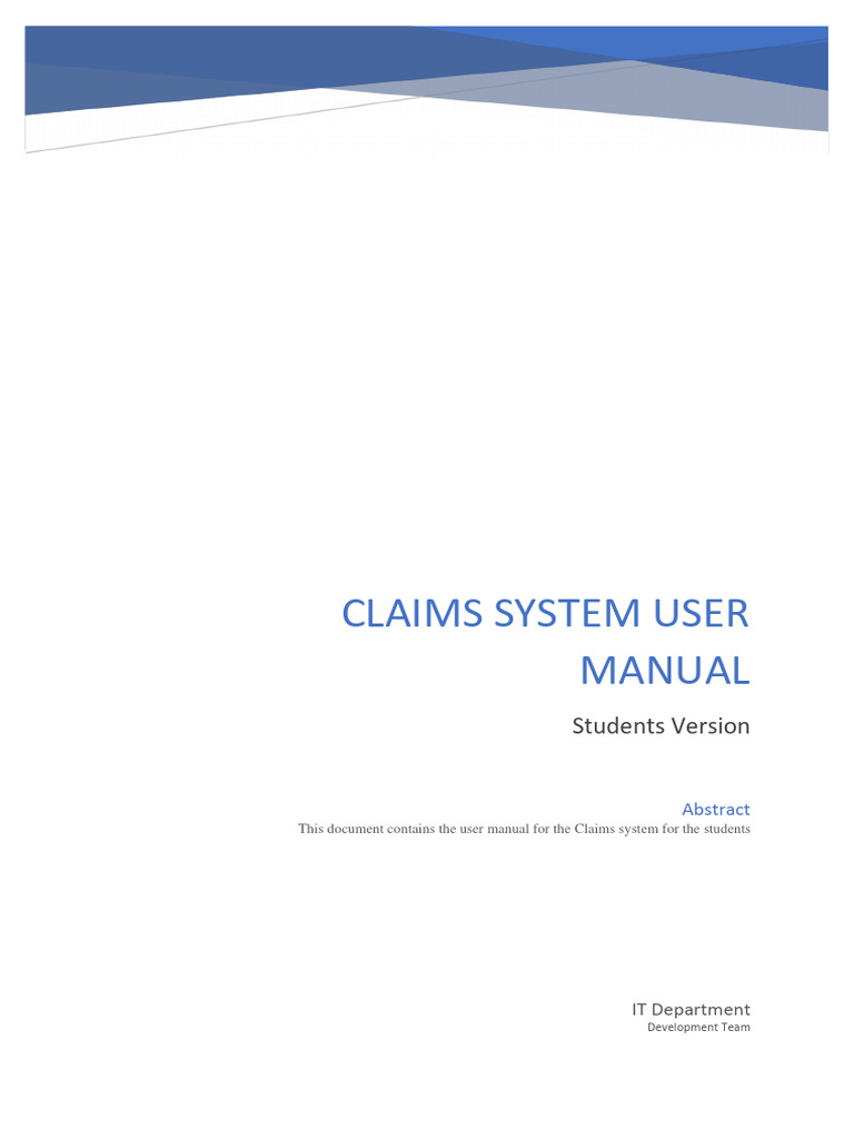 Student Claims System User Manual | PDF