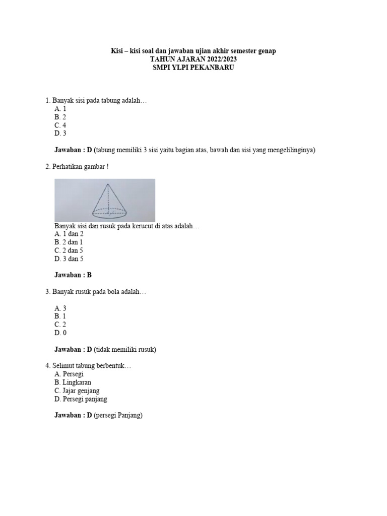 Kisi2 Soal Dan Pembahasannya | PDF