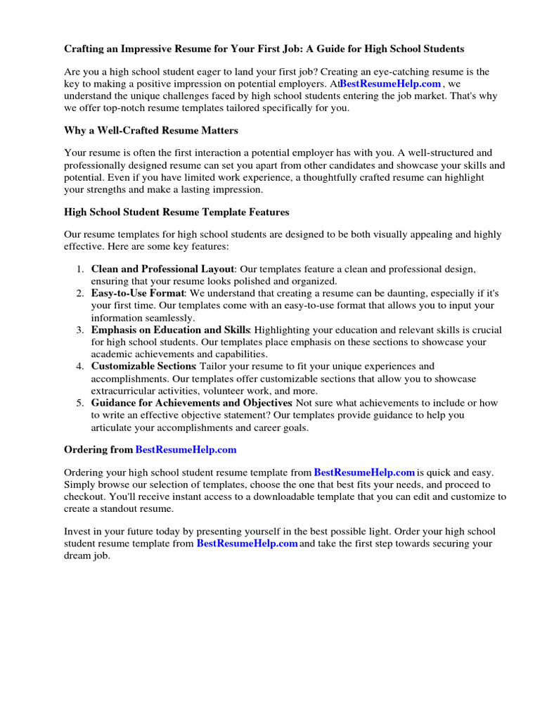 High School Resume Guide for First Jobs | PDF | Résumé