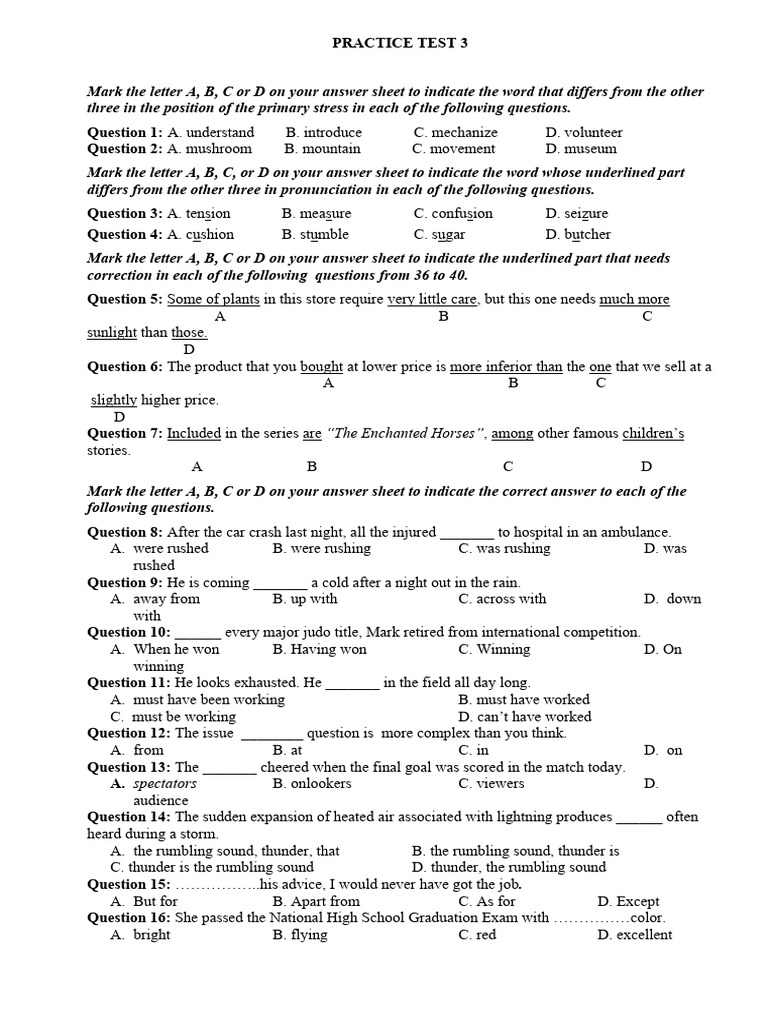 Practice Test 3 | PDF | Vitamin | Genetic Engineering