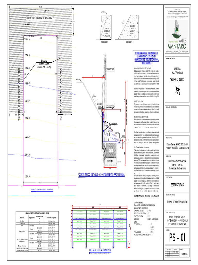 Plano de Estructuras de Sostenimiento | PDF | Elementos arquitectónicos | Ingeniero civil