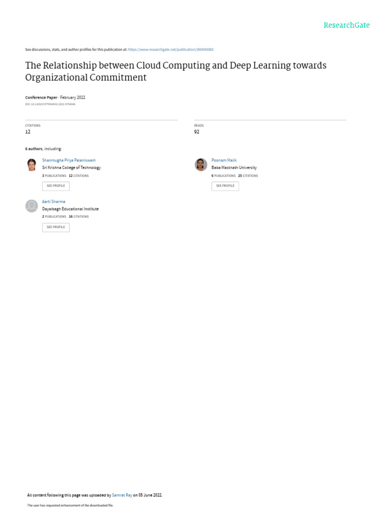 The Relationship Between Cloud Computing and Deep Learning Towards Organizational Commitment ...
