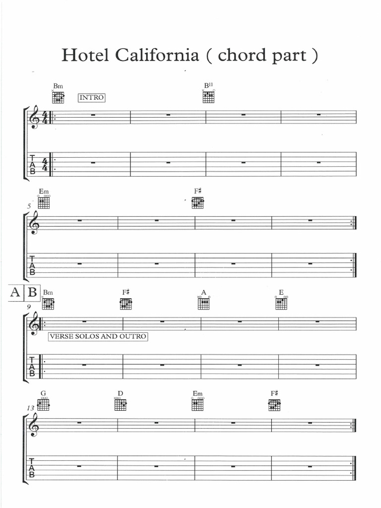 Hotel California - Guitar Chord Part | PDF