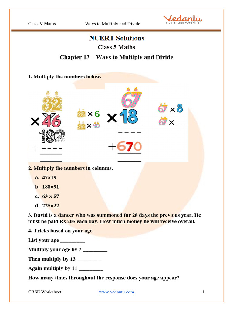 Ncert Solutions Class 5 Maths Chapter 13 | PDF | Division (Mathematics) | Elementary Mathematics