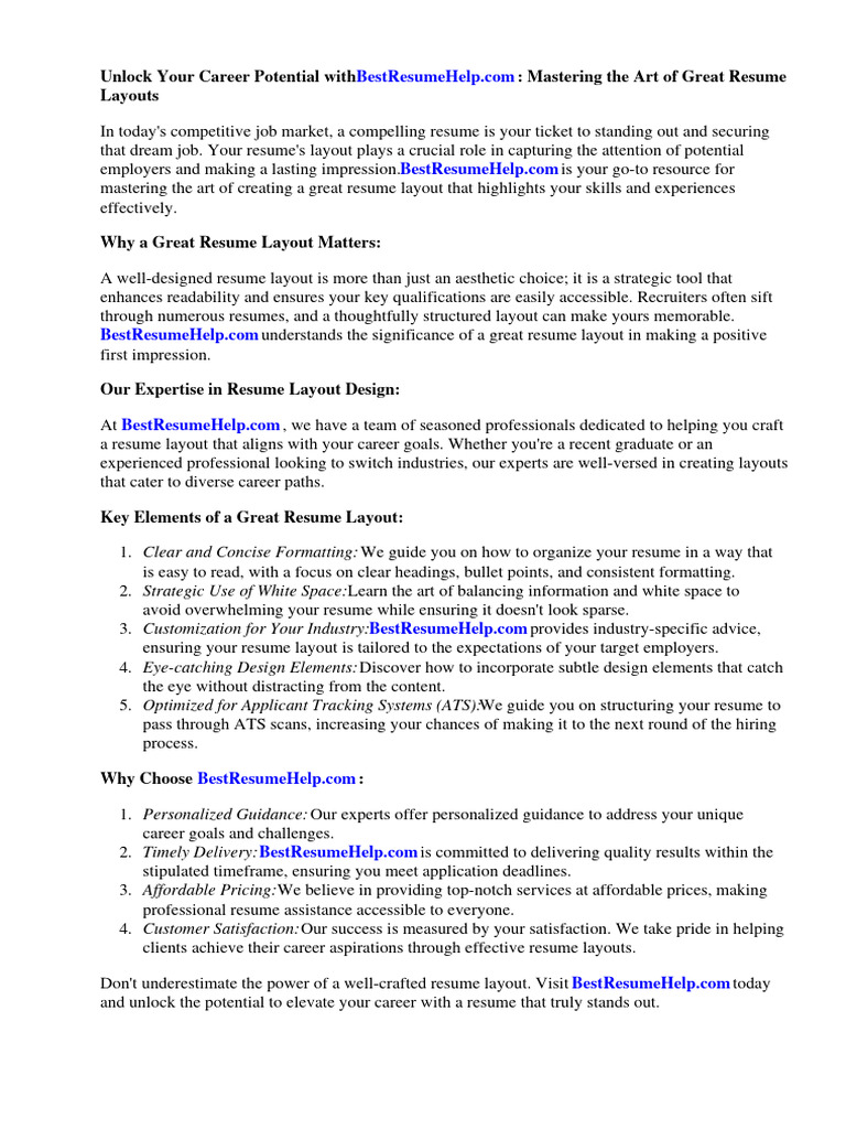 Great Resume Layout | Download Free PDF | Résumé | Page Layout