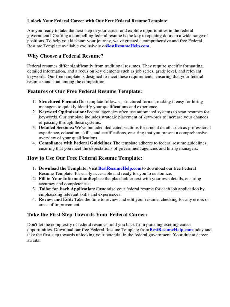 Free Federal Resume Template | PDF | Résumé | Recruitment