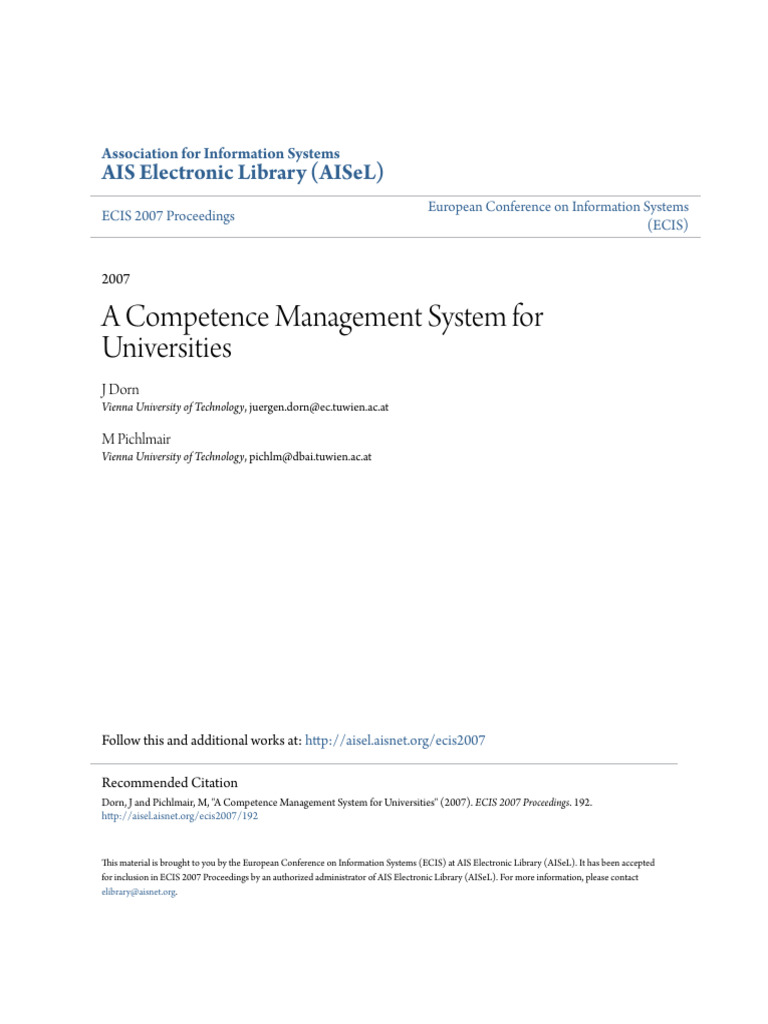 A Competence Management System For Universities | PDF | Competence ...